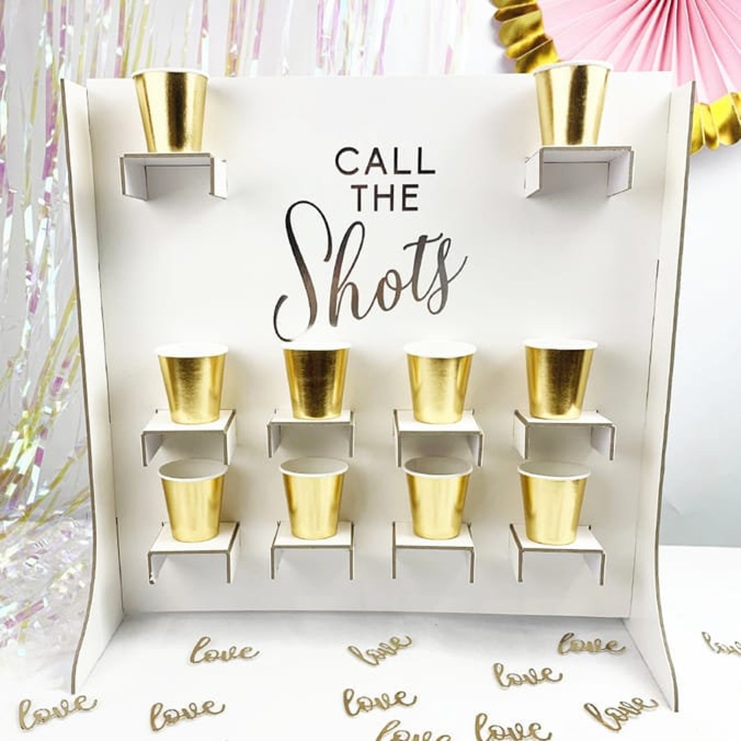 White/gold Call the Shots Shot Board, Wedding/hen/party/prop - Etsy UK