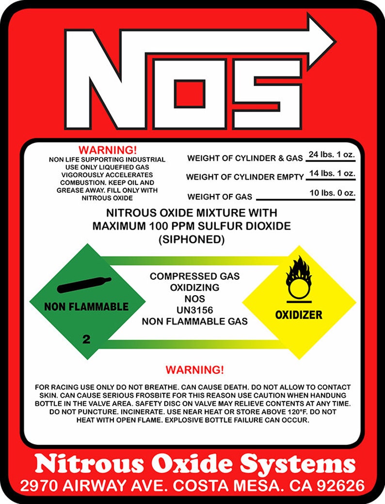 NOS Sticker Waterproof and Water Resistant NOS Sticker You - Etsy