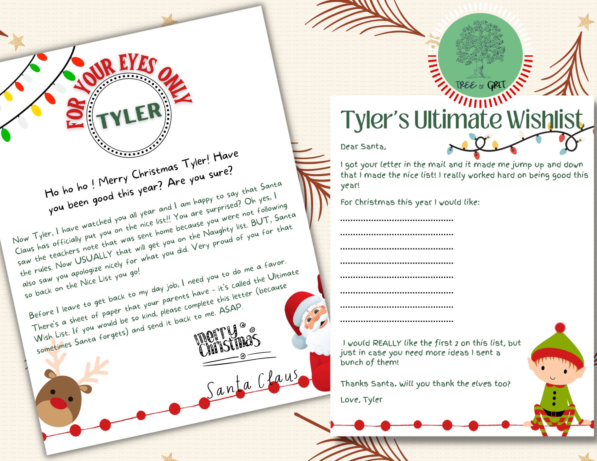 Carta de Santa al niño, carta personalizada de Santa Claus, carta del ...