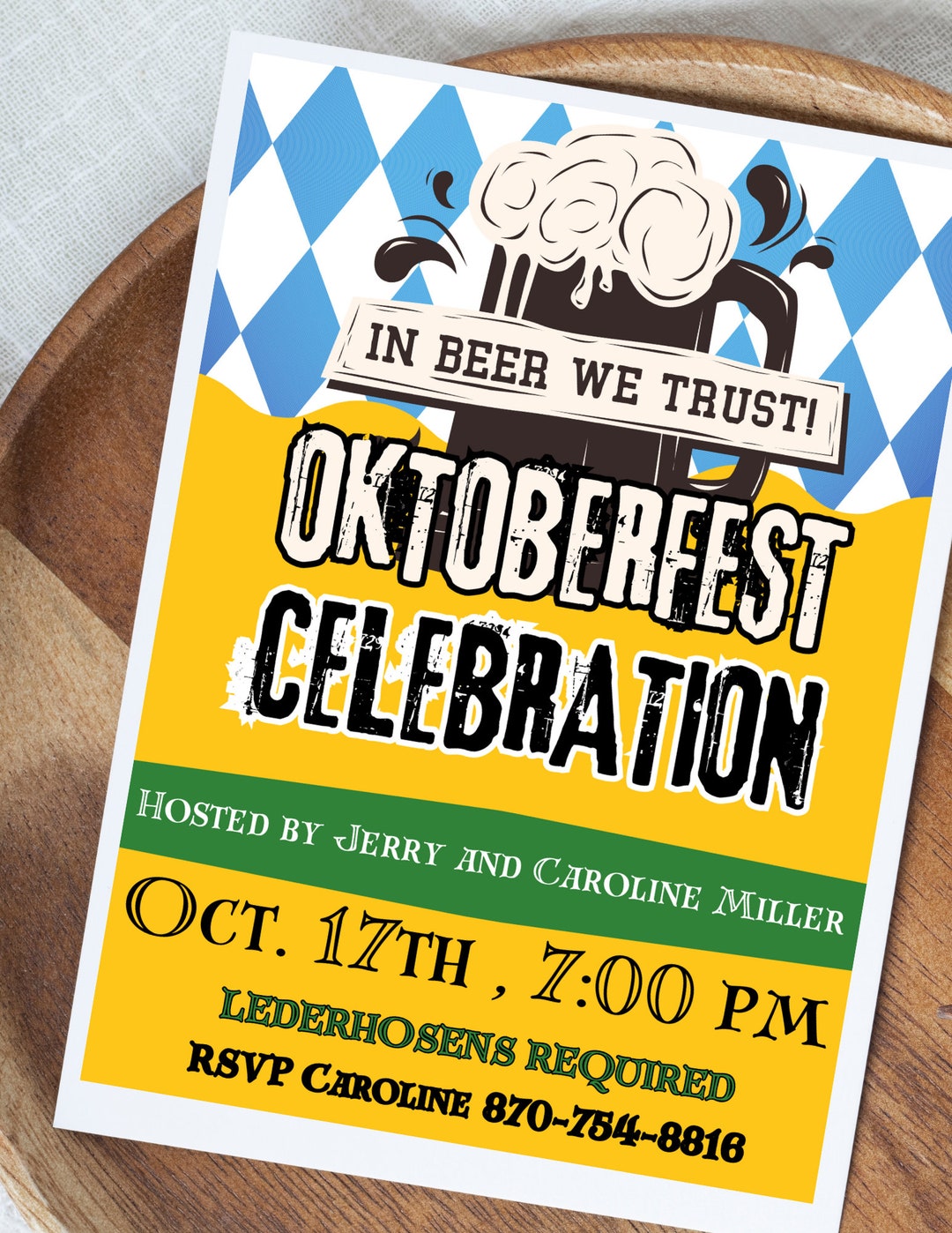 Oktoberfest Party Invitation Template, 5x7, PNG, PDF, Customizable ...