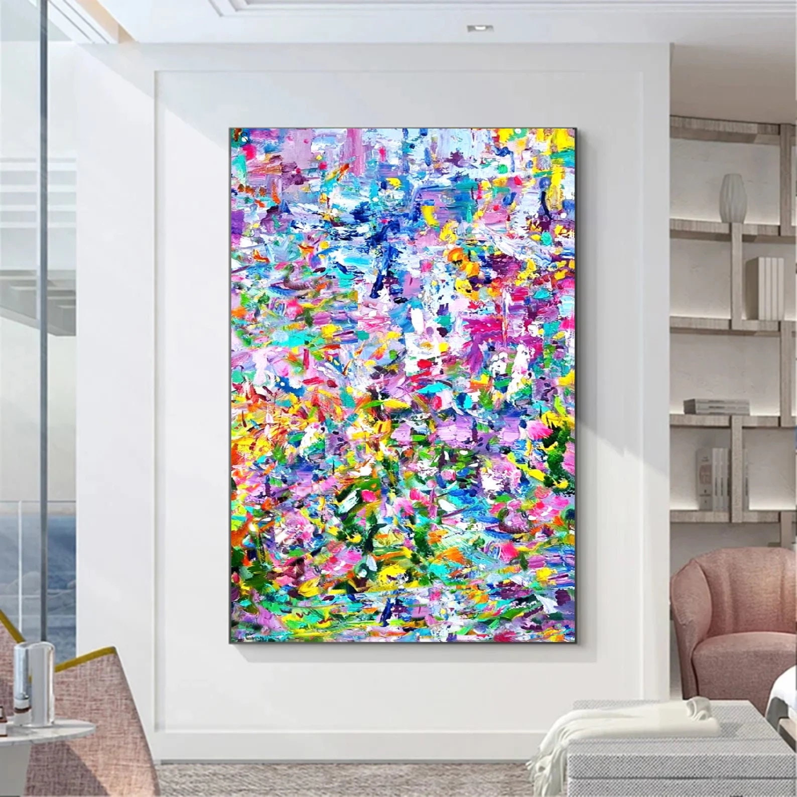 Abstract Mix Color Large Canvas With Embedded Signature, Home Wall ...