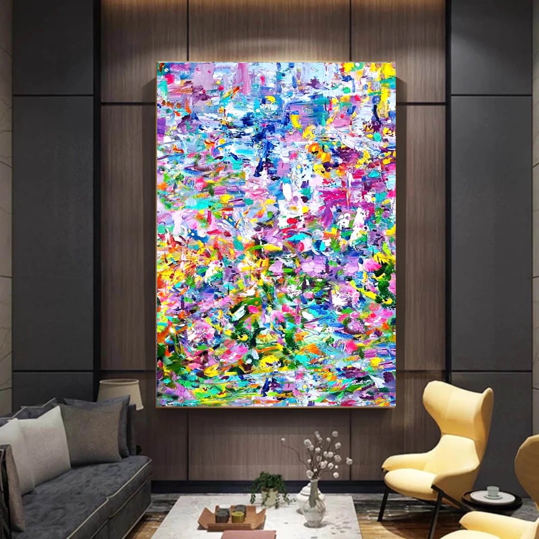 Abstract Mix Color Large Canvas With Embedded Signature, Home Wall ...