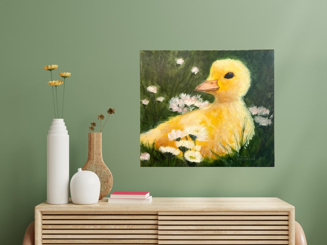 Yellow Duck Painting, Canvas| Fine Art Print, Home Wall Decor ...