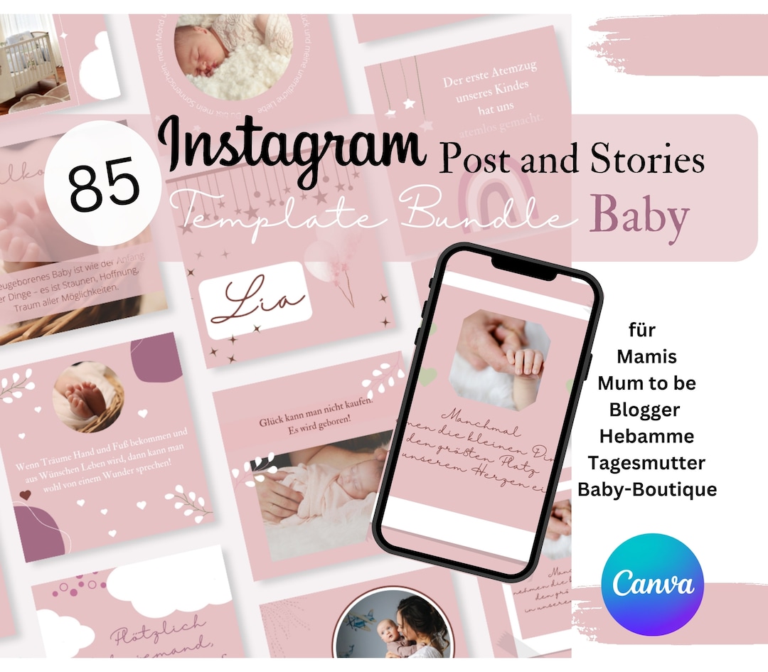 Instagram Template Baby Pink Baby Bundle Social Media Post - Etsy