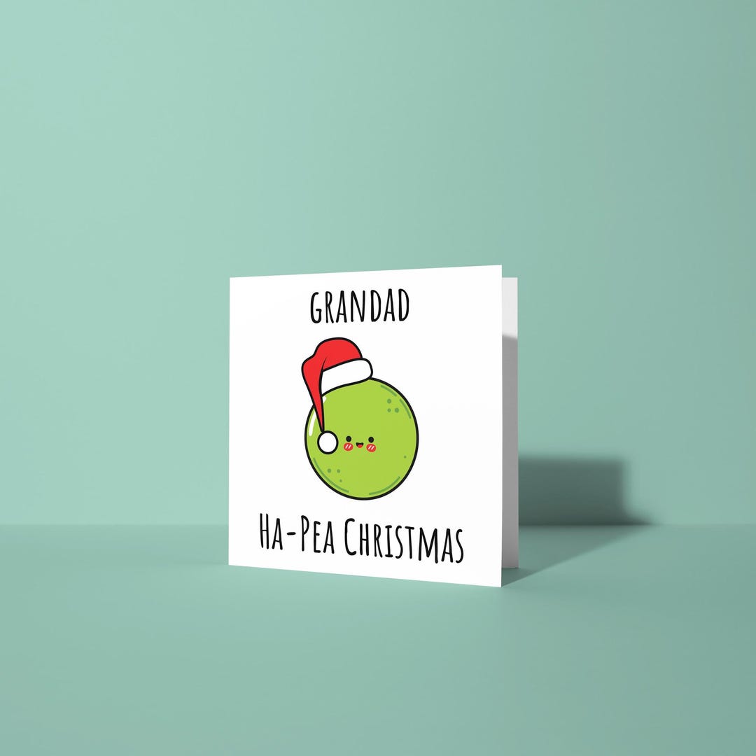 Ha Pea Christmas Grandad Card – Funny Pun Christmas Card, Cute Pea Pun ...