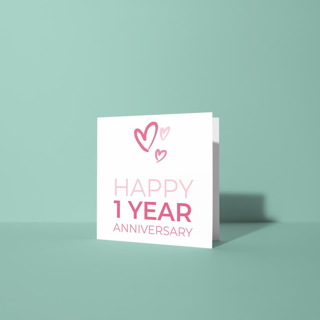 Happy One Year Anniversary Card | 1st Anniversary Greetings Card, Cute ...