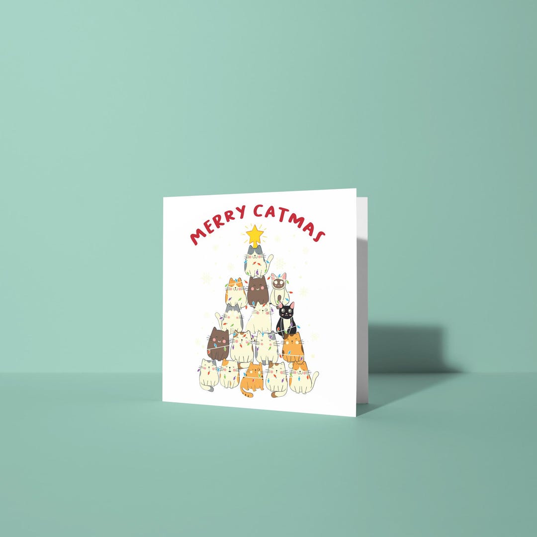 Merry Catmas – Funny Christmas Card for Cat Lovers, Cute Pet Xmas ...