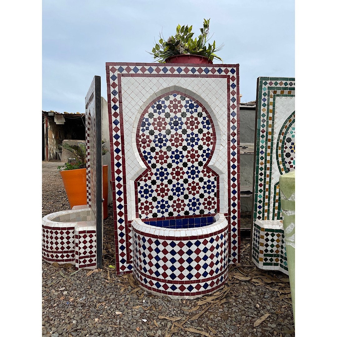 Moroccan Ceramic Home Garden Tile Fountain, Berber Handcraft ...