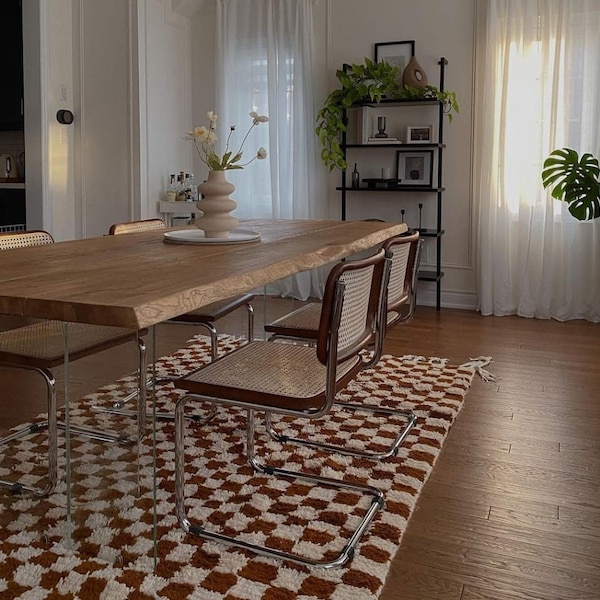 Brown and Cream Checkered Rug - Etsy