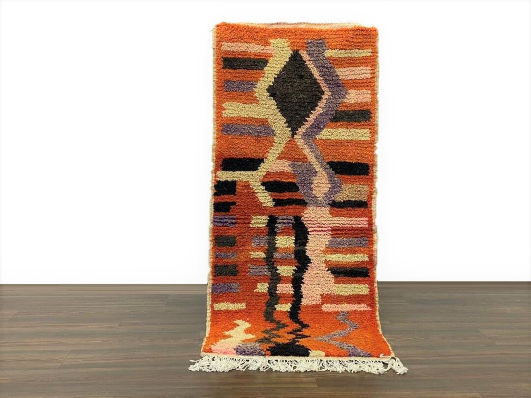 Antique Beni Mrirt Orange Handcraft Sofa Carpet, Moroccan Natural ...