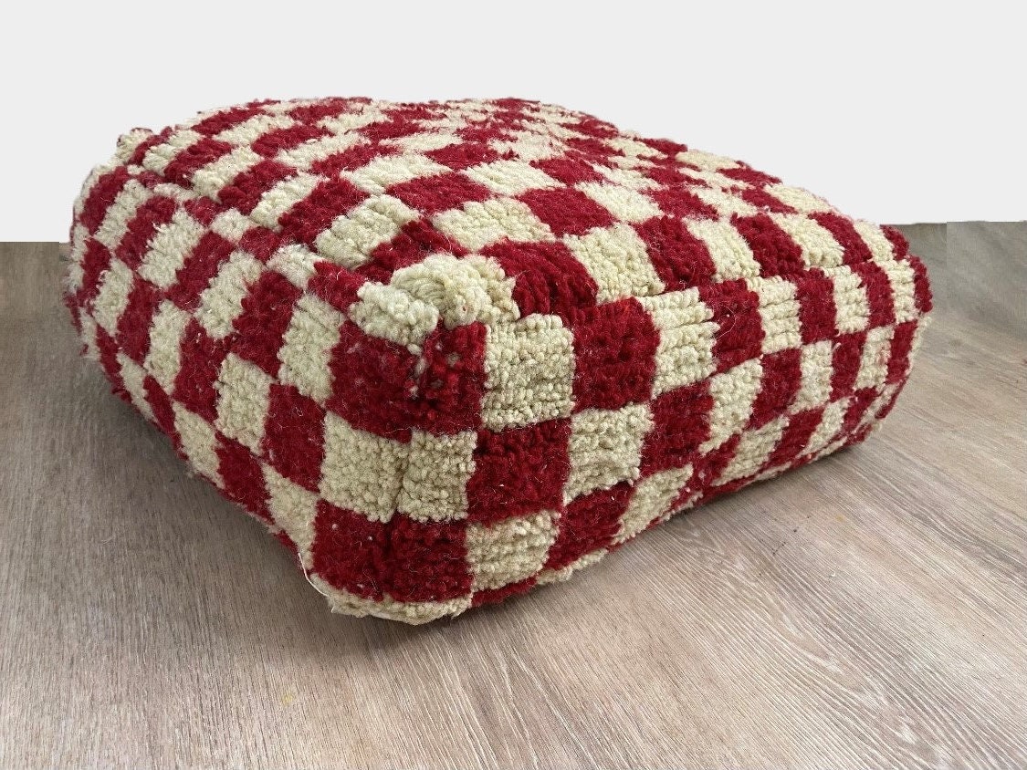 Exclusive Bohemian Bedroom Luxurious Wool Pouf Ottoman, Moroccan Custom ...