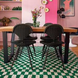 Green and White Checkered Rug Beniourain Rug Checker Rug, Checkered ...