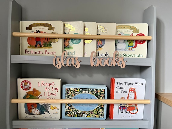 Personalised Name Sign for Bookshelf Playroom Wooden Name Sign Wall Decor Sign for Nursery Personalised Bookcase Sign Etsy