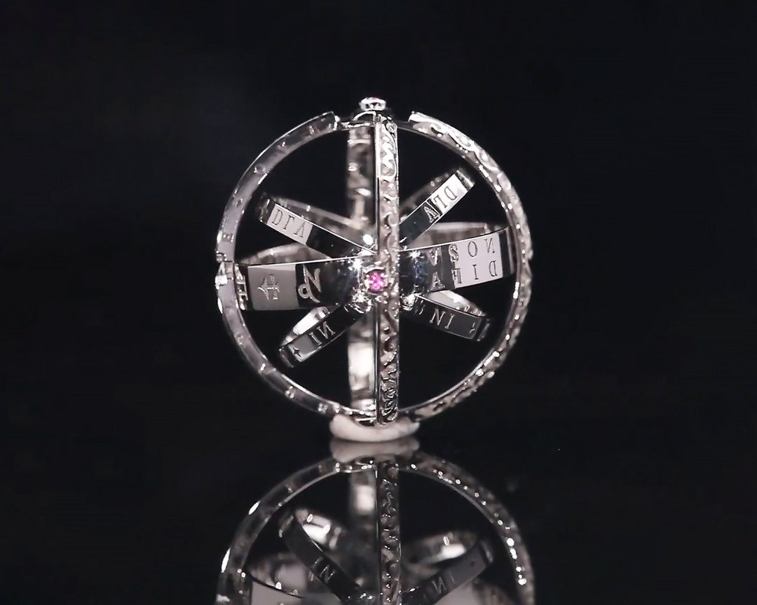 925 Sterling Silver Geometric Celestial Fidget Ring, Zodiac Spinner ...