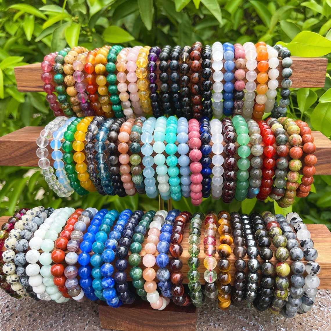 Natural Crystals Beads Bracelethandmade Men Women Stretchy - Etsy