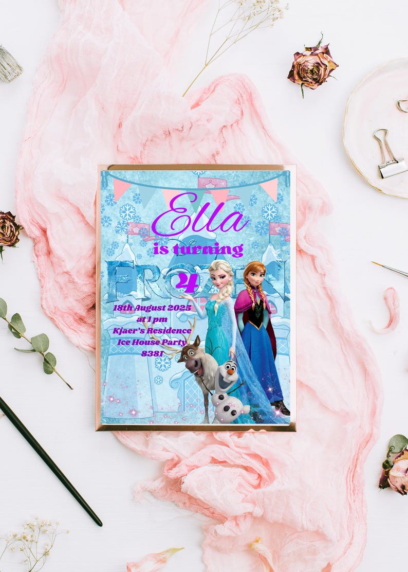Frozen-themed Birthday Invitation | Personalized Digital Invite - Etsy