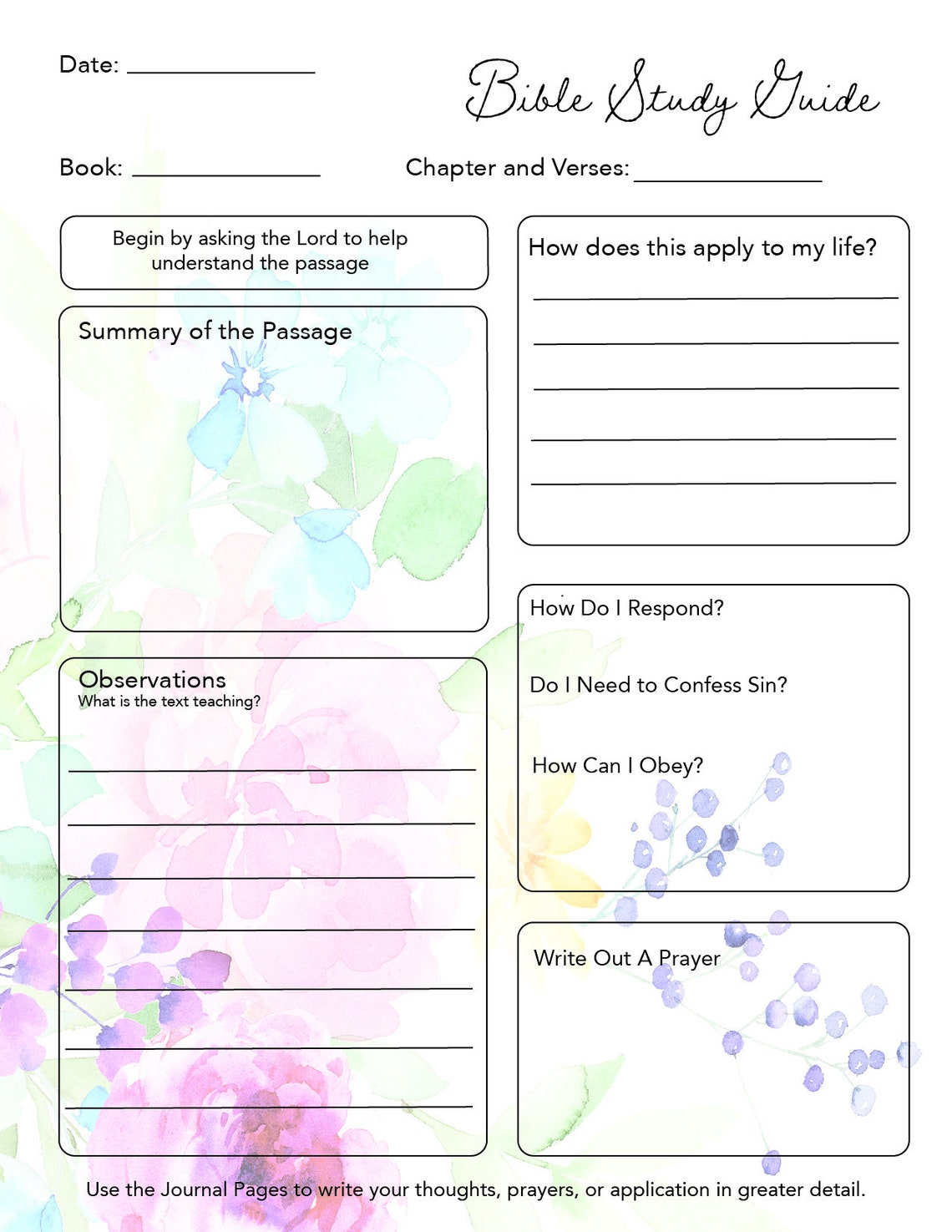 Easy to Use Printable Bible Study Tool - Etsy