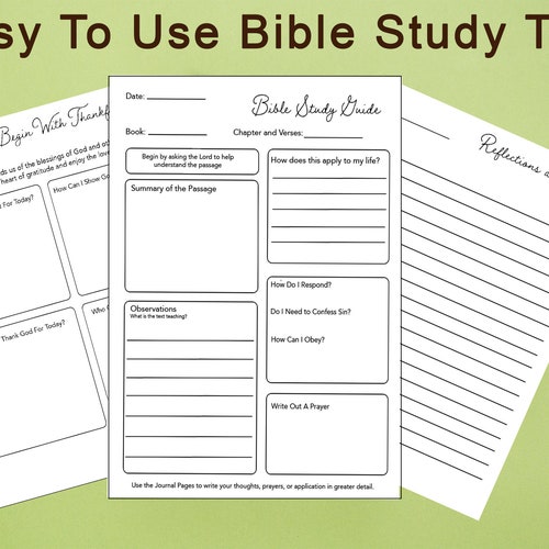 Printable Easy to Use Bible Study Sheets - Etsy