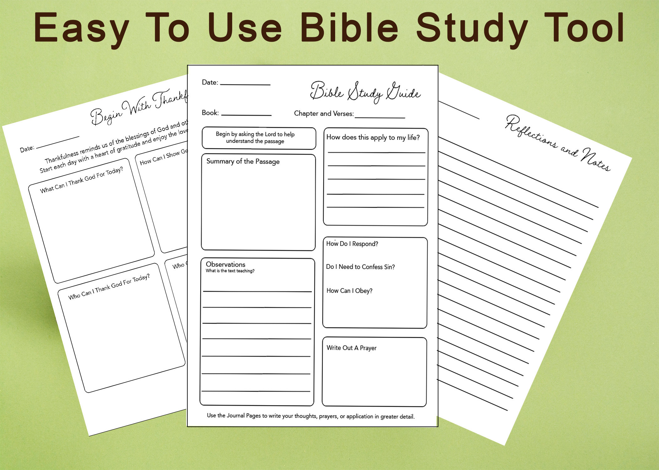 Printable - Easy to Use - Bible Study Sheets - Etsy