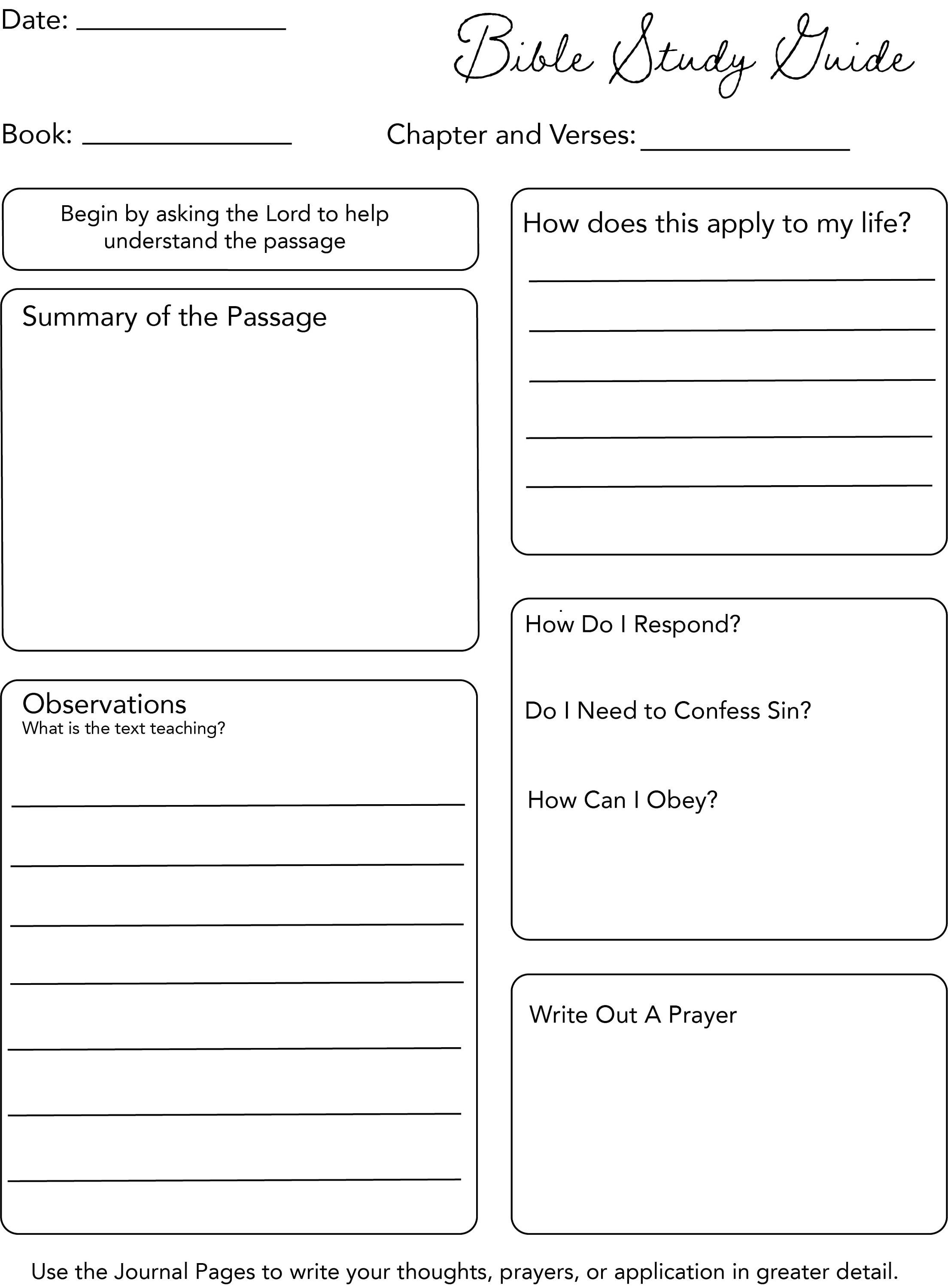 Printable - Easy to Use - Bible Study Sheets - Etsy