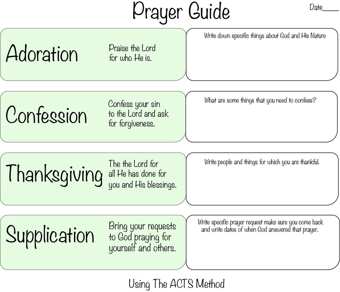 Prayer Guide Using the ACTS Method - Etsy