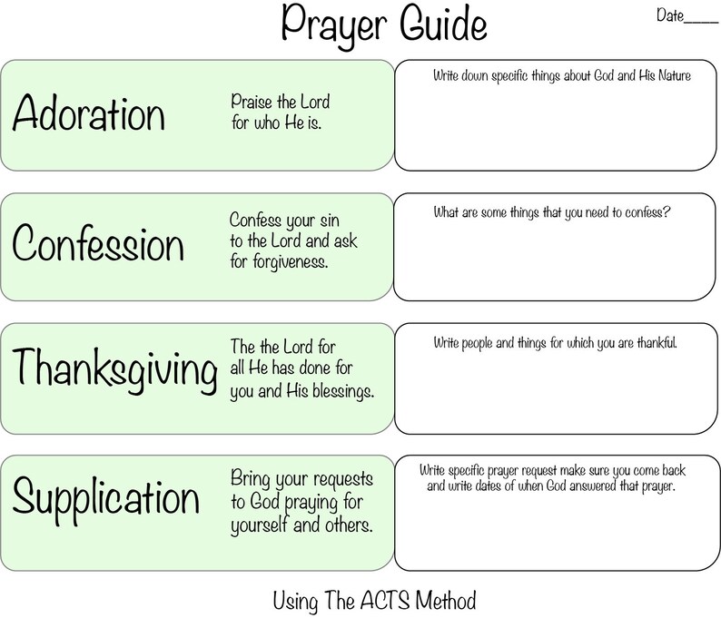 Prayer Guide Using the ACTS Method - Etsy