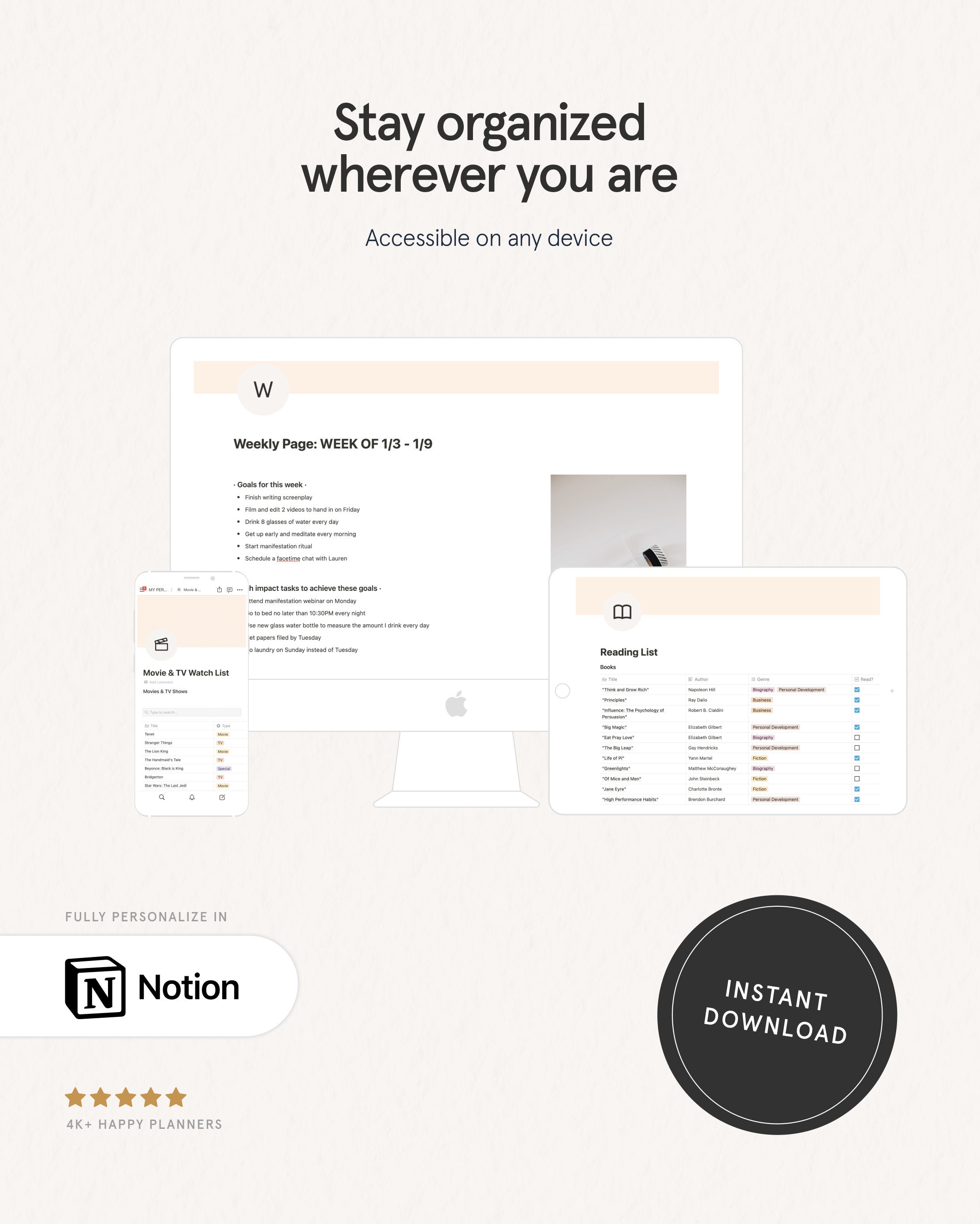 Notion Template Personal Planner All in One Notion Template - Etsy