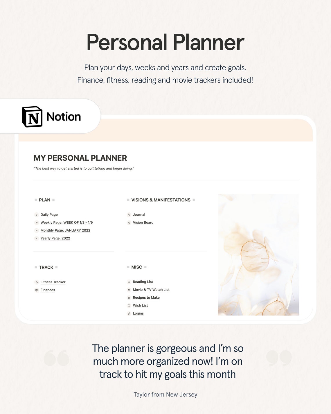 Notion Template Personal Planner All in One Notion Template | Etsy