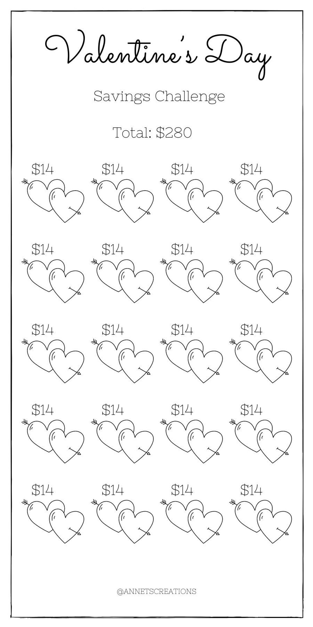 Valentines Day Savings | Save 280 | Savings Challenge | Digital ...