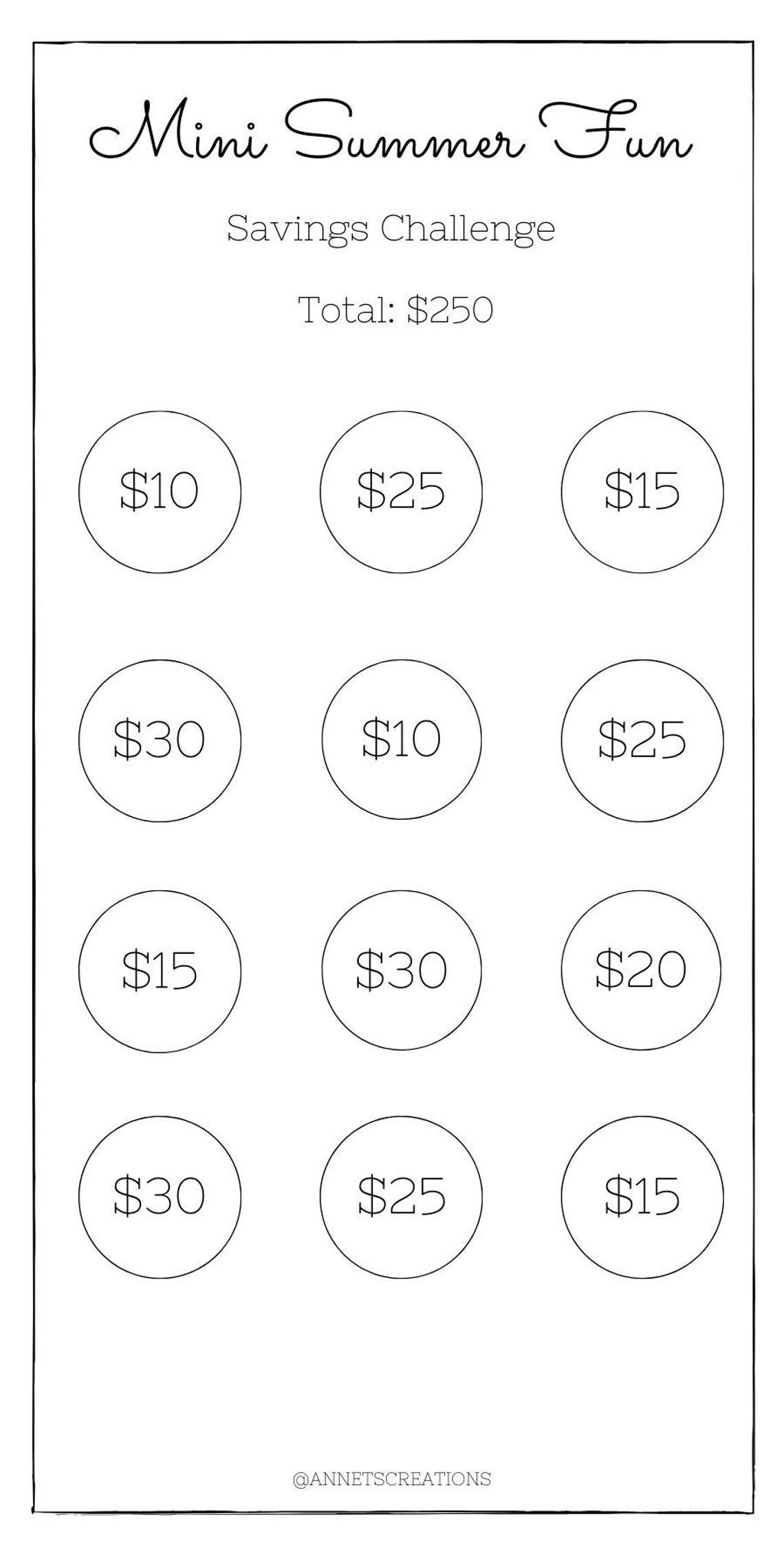 Mini Summer Fun Savings Challenge | Save 250 | Digital Download | Low ...