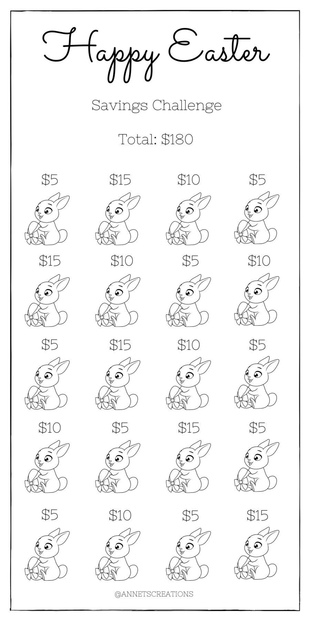 Easter Savings Challenge | Save 180 | Digital Download | Low Income - Etsy