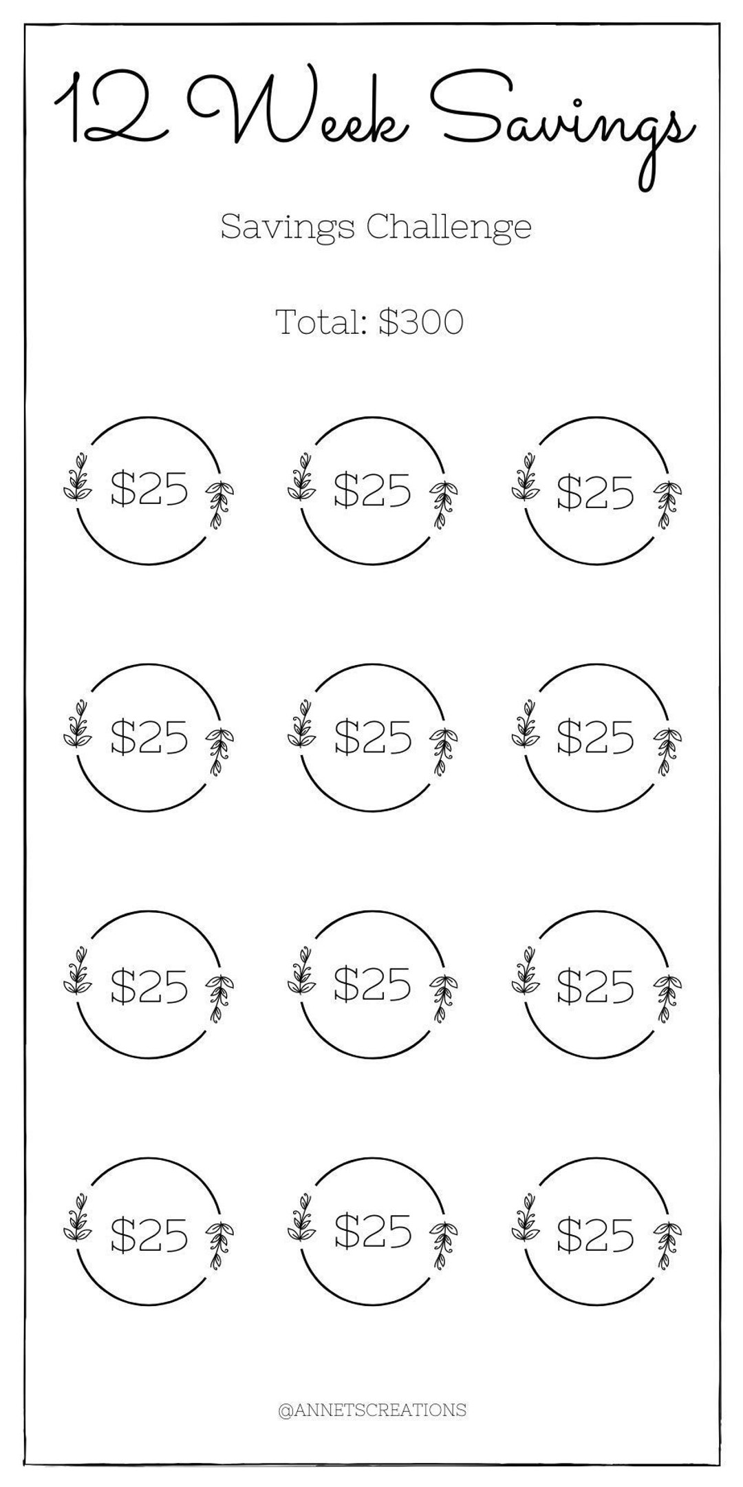 12 Week Savings Challenge | Save 300 | Savings Fund | Low Income - Etsy