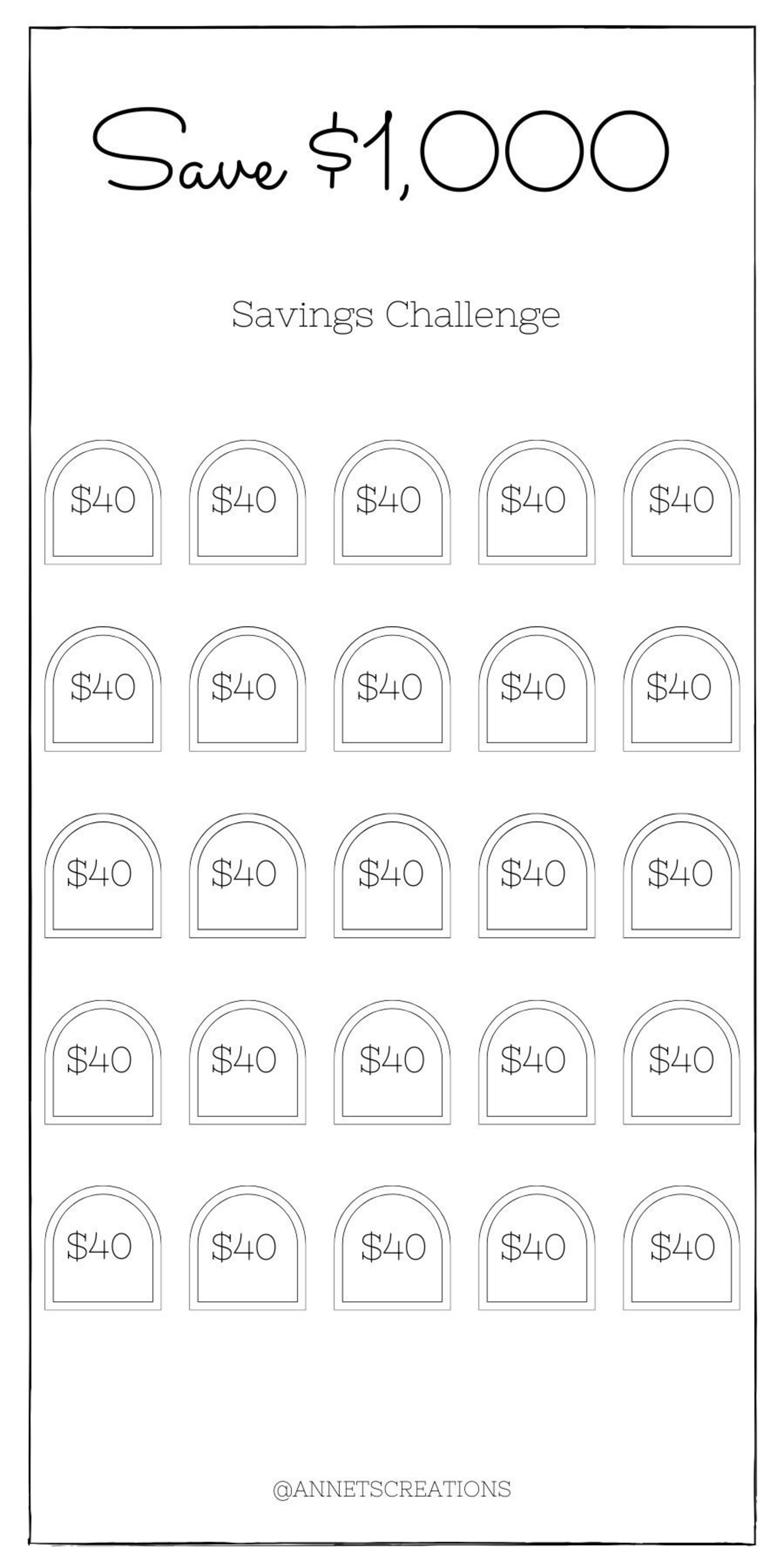 Save 1000 Savings Challenge | Digital Download | Low Income - Etsy