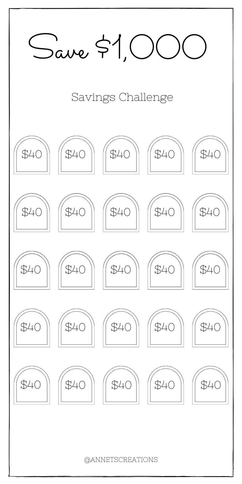 Save 1000 Savings Challenge | Digital Download | Low Income - Etsy