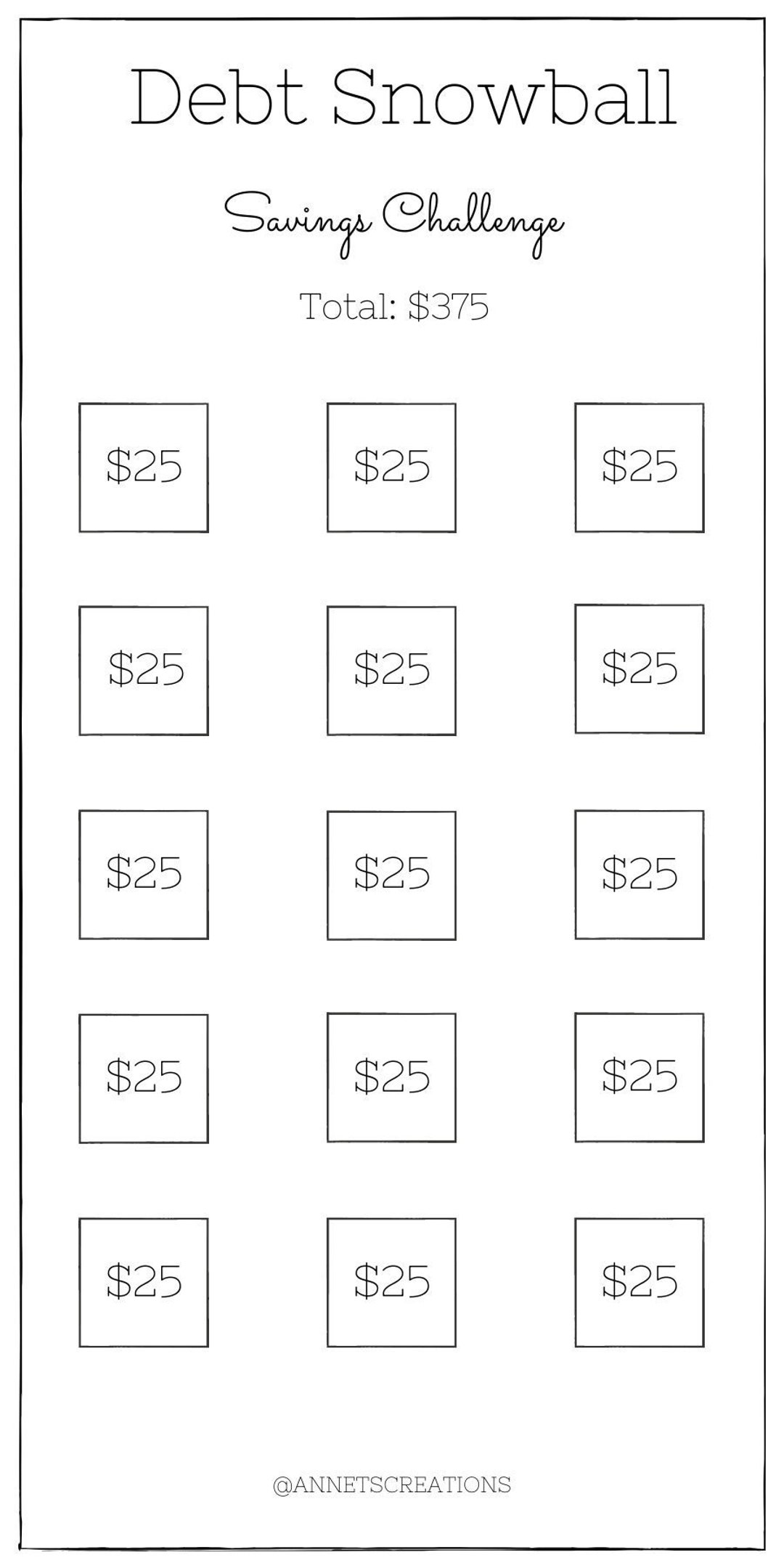 Debt Snowball Savings Challenge | Save 375 | Digital Download | Low ...