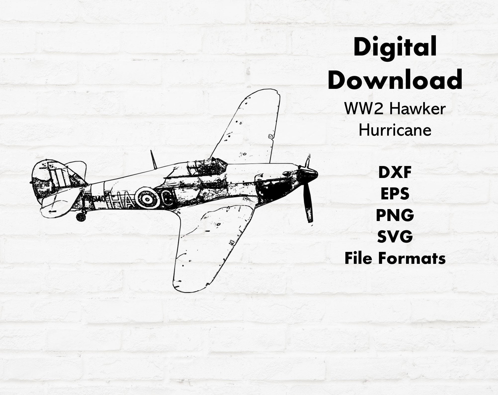 WW2 Hawker Hurricane Plane Digital Download, Svg, Eps, Dxf, Png ...