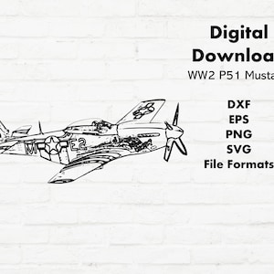 WW2 P51 Mustang Plane Digital Download, Svg, Eps, Dxf, Png. Warbird ...