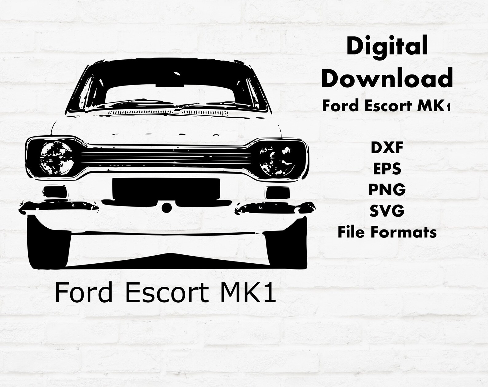 Classic Car - Ford Escort Mk1 Front View Digital Download in Svg, Eps ...