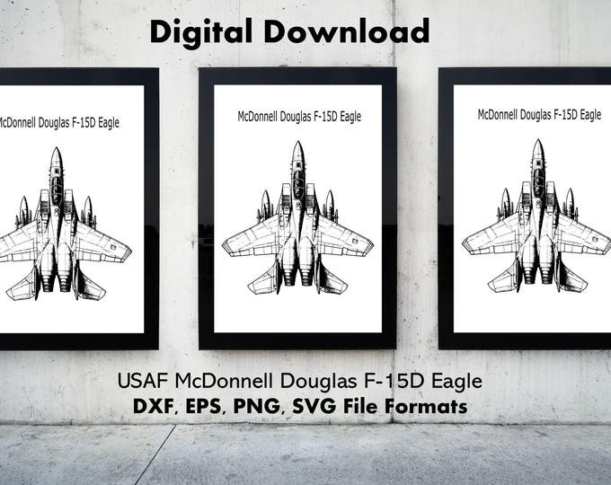 USAF Jet Mcdonnell Douglas F-15D Eagle Digital Download, Svg, Eps, Dxf ...