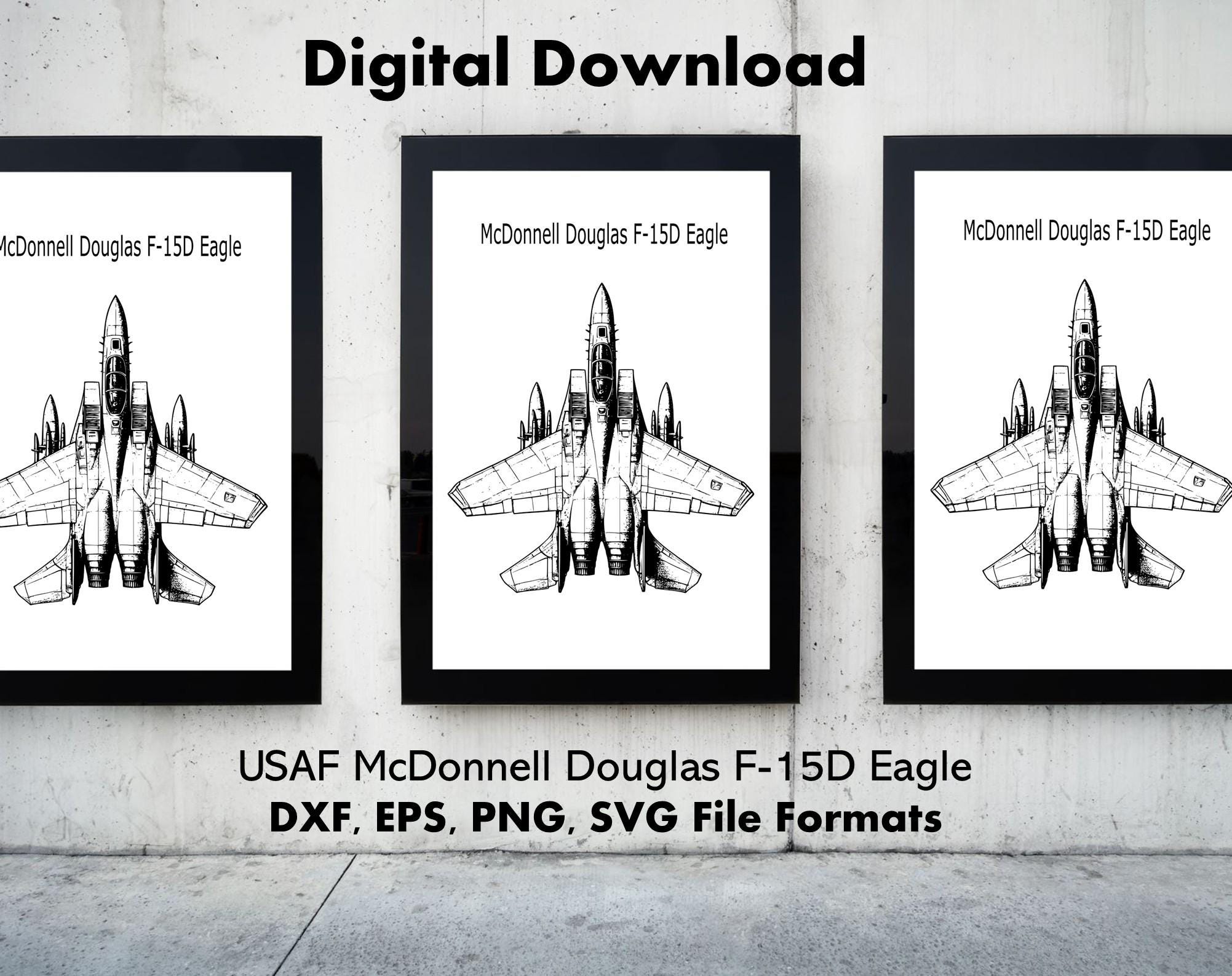 USAF Jet Mcdonnell Douglas F-15D Eagle Digital Download, Svg, Eps, Dxf ...