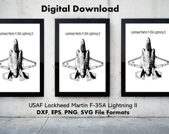 USAF Jet Lockheed Martin F-35A Lightning II Digital Download, Svg, Eps ...