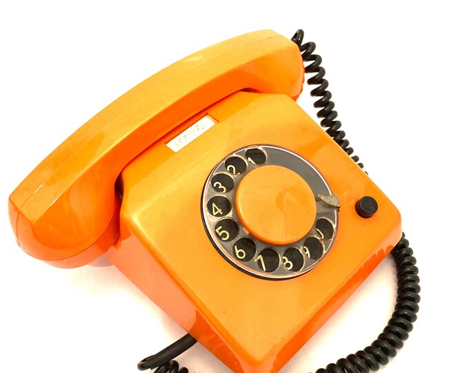 Vintage DDR Telephone / Rotary Dial Telephone - Alpha Ferro - Orange ...