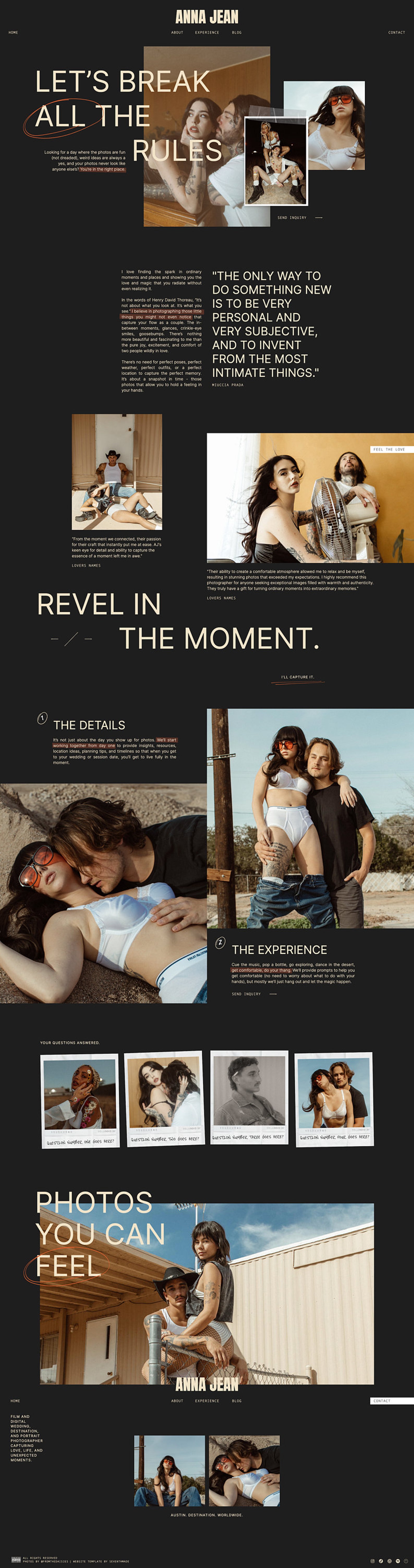 Photography Showit Website Template Anna Jean - Etsy
