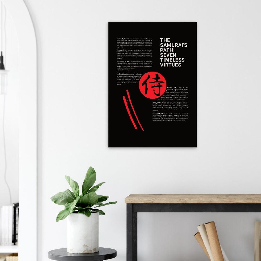 Seven Virtues of the Samurai Poster Japanese Art and Samurai Wisdom ...