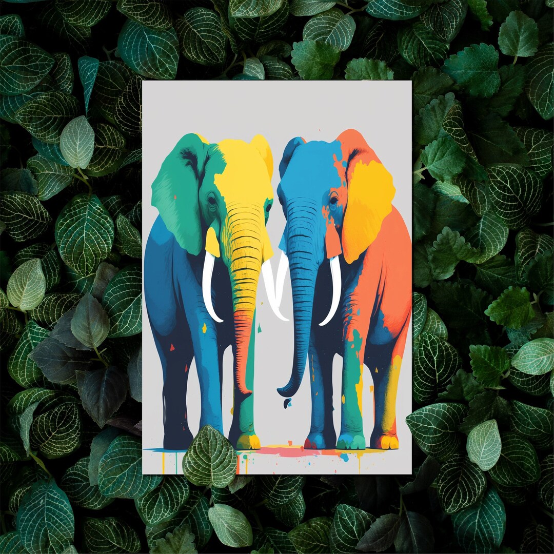 Elephants Pop Art Postcards Set of 10 - Multicolor Elephant Eyecatchers ...
