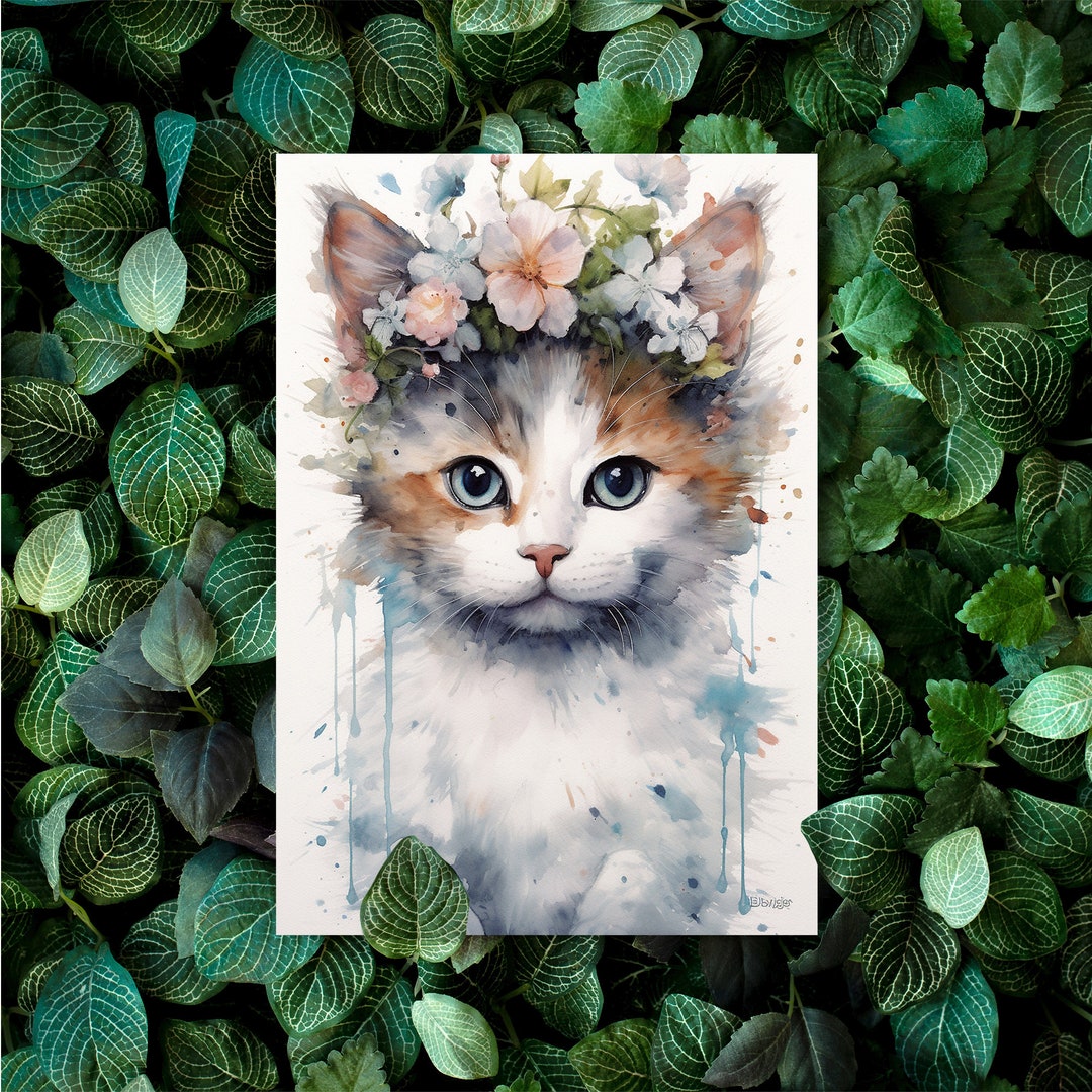 A Set of 10 Postcards Featuring an Adorable Illustration-style Kitten ...