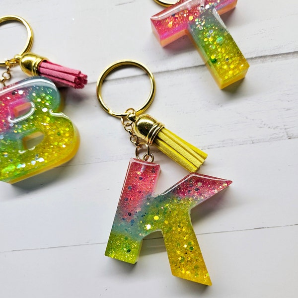 Resin Letter Keychain - Etsy
