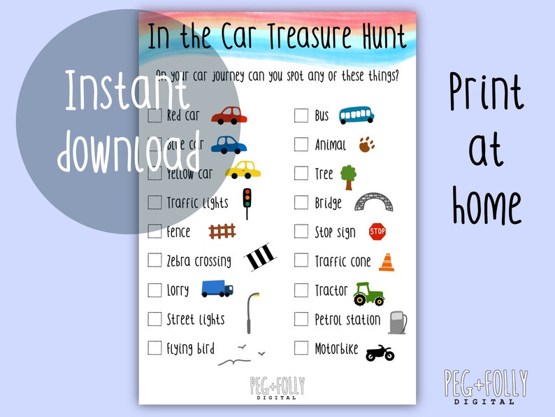 Car Journey Activity / Treasure Hunt / in the Car Game for Children ...
