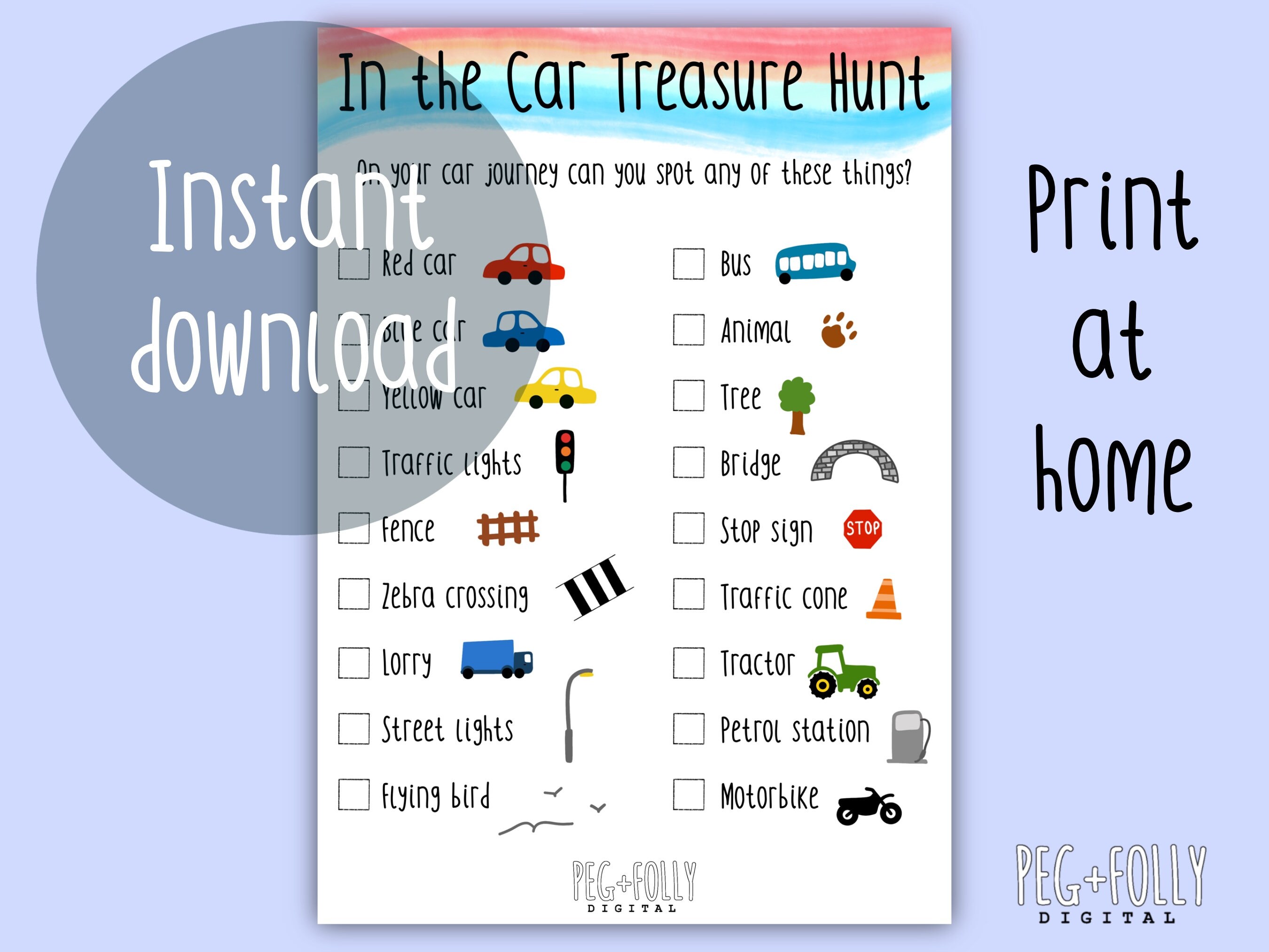 Car Journey Activity / Treasure Hunt / in the Car Game for Children ...