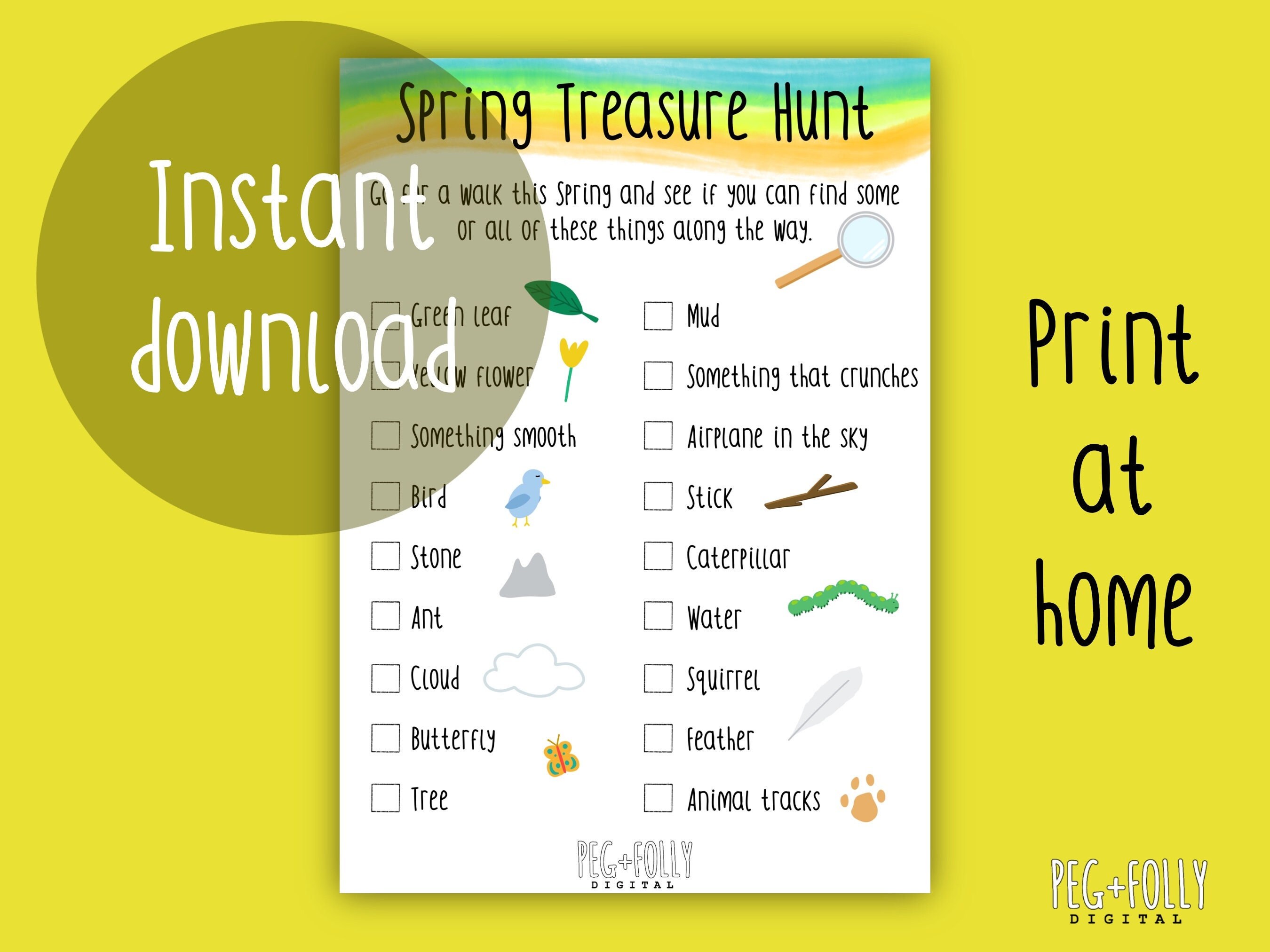 Spring Treasure Hunt / Outdoor Scavenger List / Kids Outside Activity ...